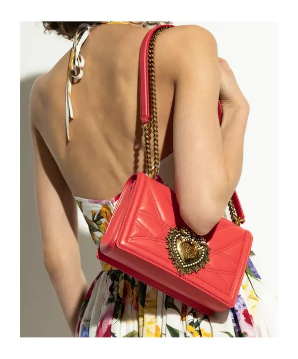 Dolce & Gabbana Devotion Shoulder Bag With Logo Plaque - Red
