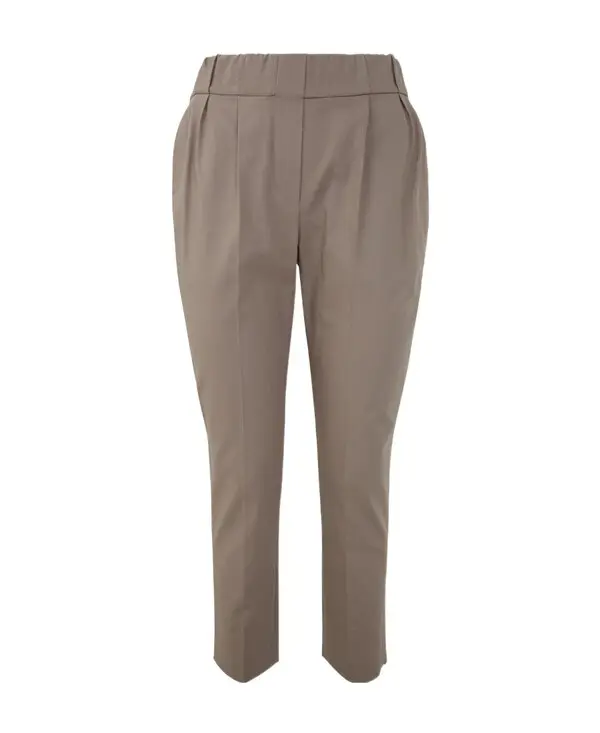 Brunello Cucinelli Cropped Tapered Cotton Trousers - Gray