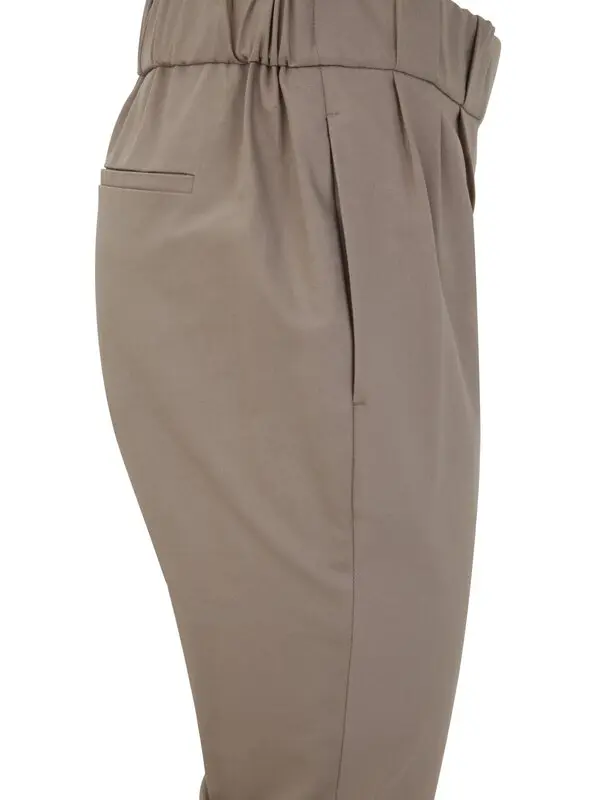 Brunello Cucinelli Cropped Tapered Cotton Trousers - Gray