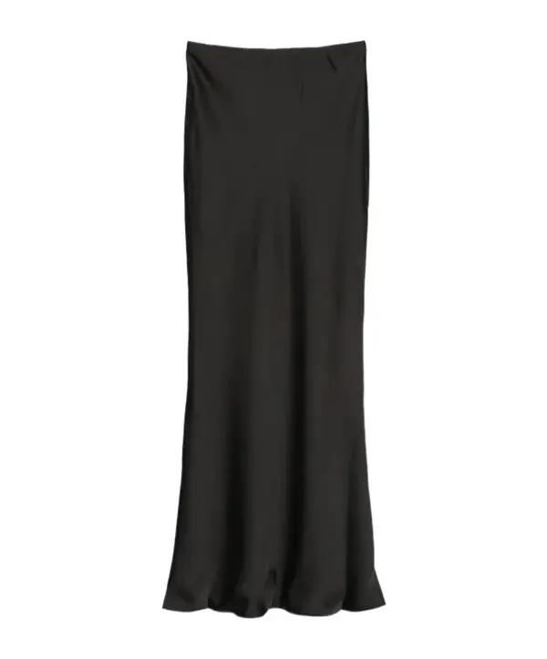 Norma Kamali Satin Fishtail Hem Maxi Skirt - Black