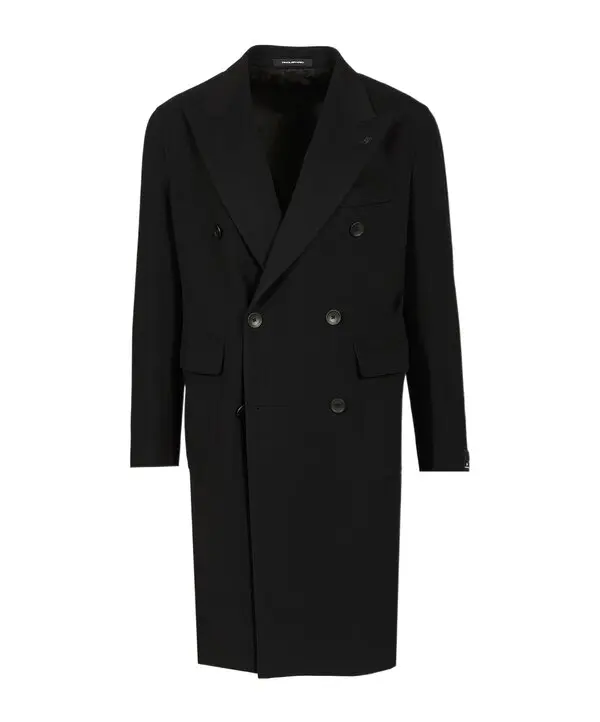 Tagliatore Peak Lapel Double-breasted Coat - Black