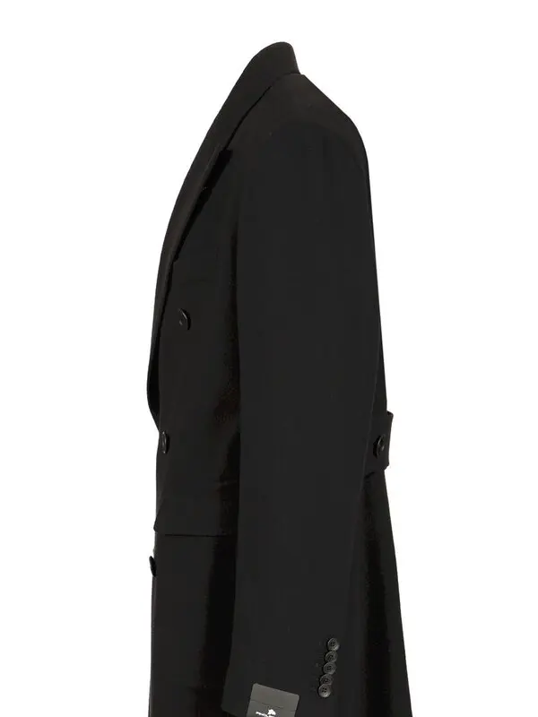 Tagliatore Peak Lapel Double-breasted Coat - Black