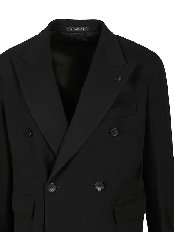 Tagliatore Peak Lapel Double-breasted Coat - Black