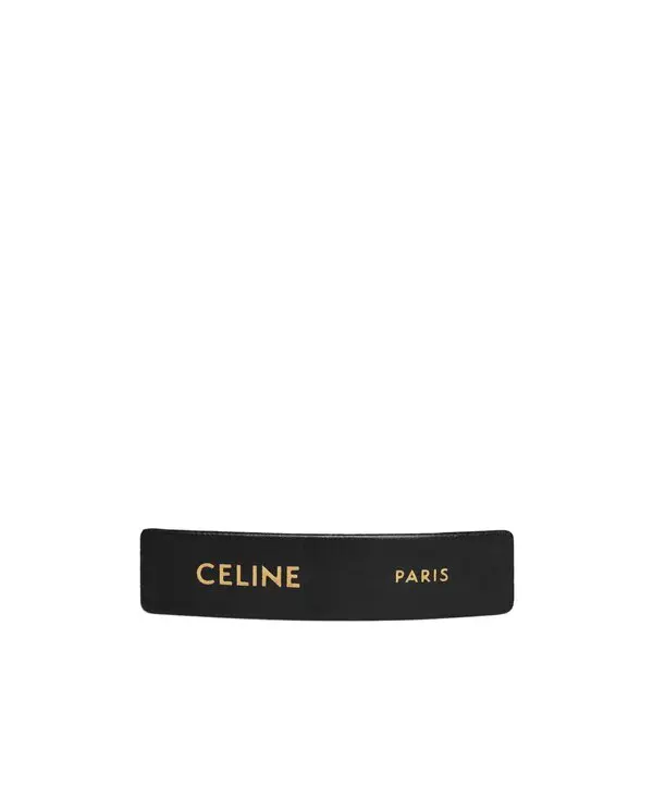 Celine Paris Hair Clip In Lambskin And Brass - Black/gold