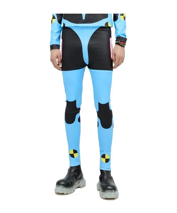 WALTER VAN BEIRENDONCK Elastic Woven Graphic Print Leggings - Blue