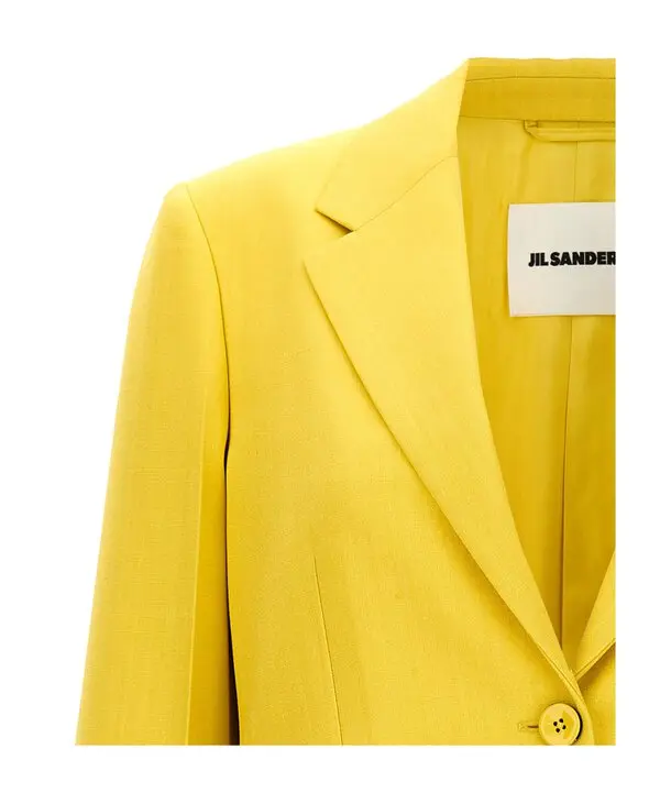 JIL SANDER Single-breasted Tailored Blazer - Yellow