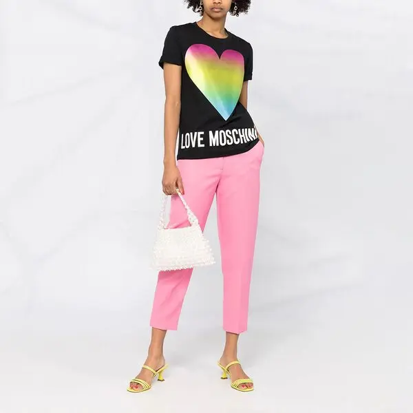 Moschino T-shirt With Rainbow Heart Graphic