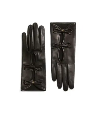 Valentino Garavani Vlogo Signature Bow Detailed Gloves - Black