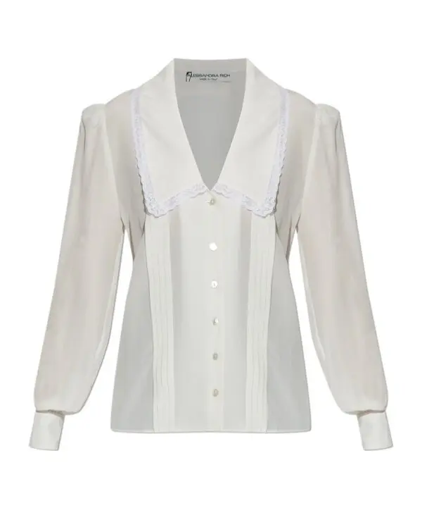 Alessandra Rich Lace-trimmed Pleated Blouse