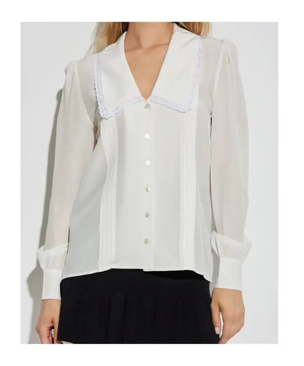 Alessandra Rich Lace-trimmed Pleated Blouse