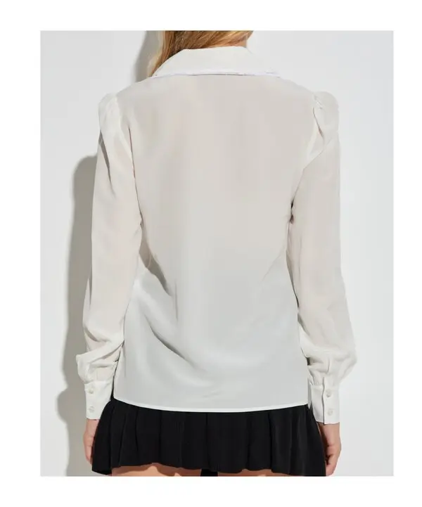 Alessandra Rich Lace-trimmed Pleated Blouse