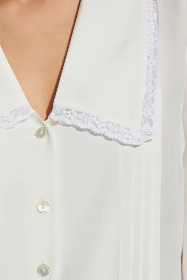 Alessandra Rich Lace-trimmed Pleated Blouse