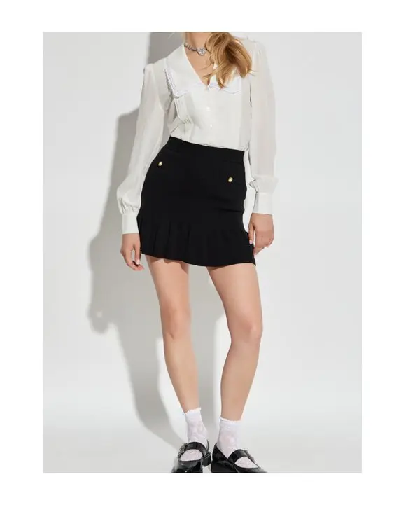Alessandra Rich Lace-trimmed Pleated Blouse