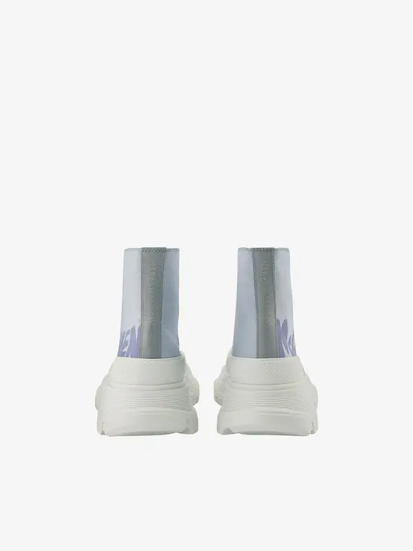 Alexander McQueen Tread Slick High-top Sneakers With Logo Print - Blue