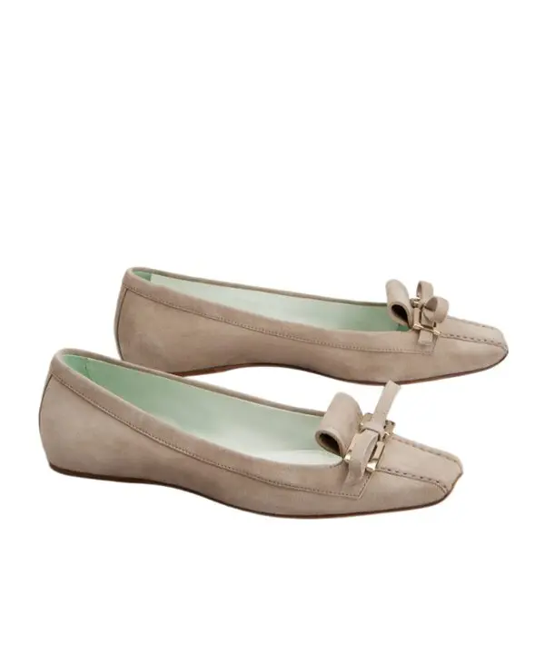 ROGER VIVIER Suede Virgule Ballerinas With Bow Detailing