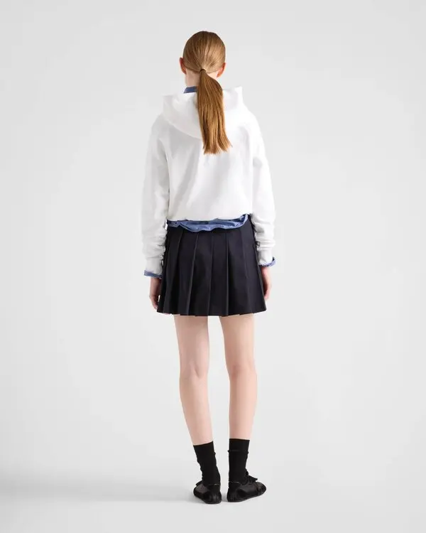 Prada Logo Printed Long-sleeved Hoodie - White