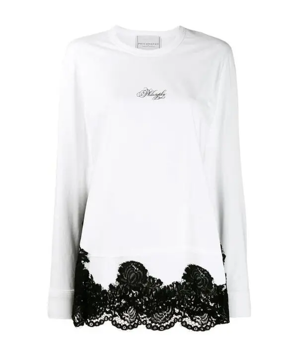 Philosophy Di Lorenzo Serafini Embroidered Lace Trim T-shirt