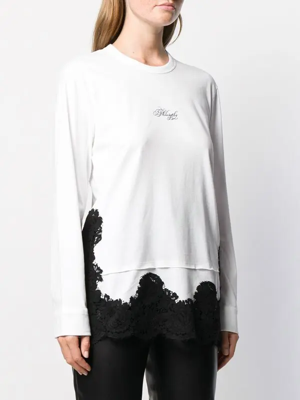 Philosophy Di Lorenzo Serafini Embroidered Lace Trim T-shirt