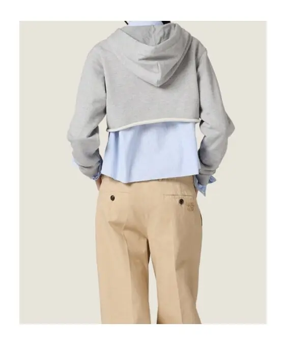 Miu Miu Cropped Zip-up Hoodie With Embroidered Logo