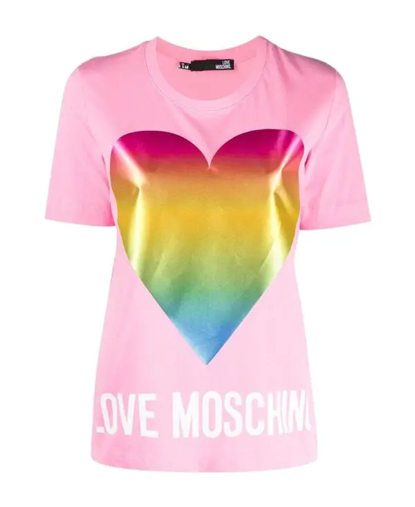 Moschino Round Neck Short Sleeve T-shirt With Heart Detail