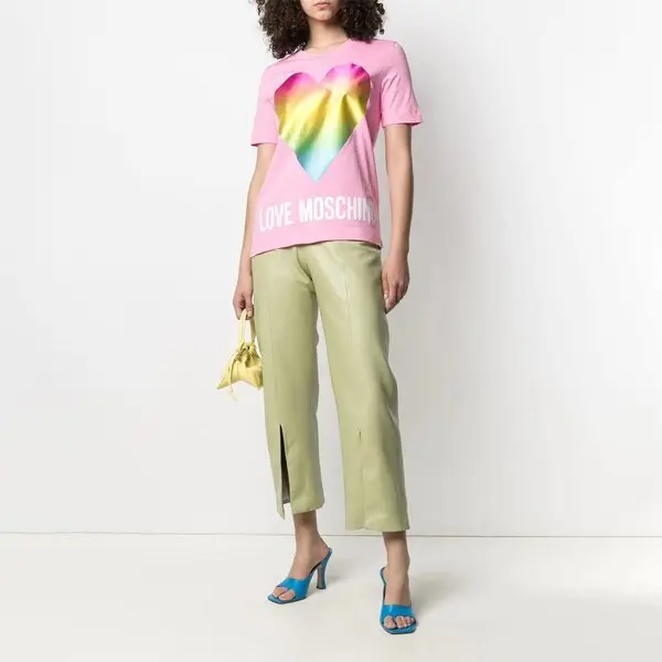 Moschino Round Neck Short Sleeve T-shirt With Heart Detail