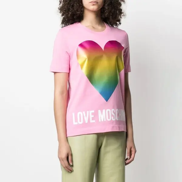 Moschino Round Neck Short Sleeve T-shirt With Heart Detail