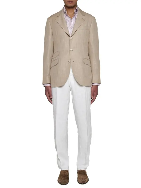 Brunello Cucinelli Single Breasted Tailored Blazer - Nude
