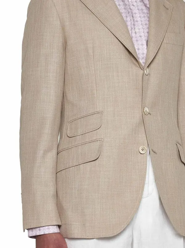 Brunello Cucinelli Single Breasted Tailored Blazer - Nude