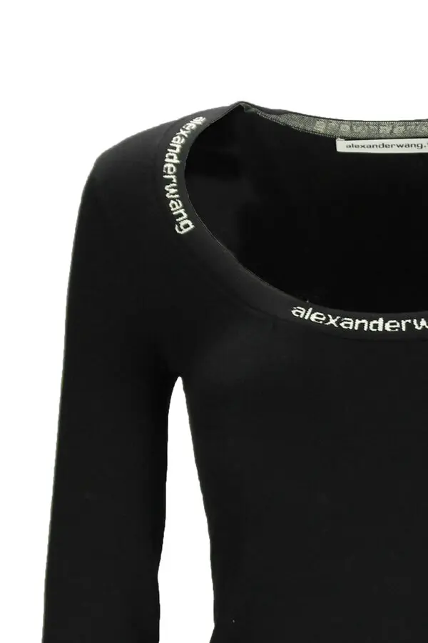 Alexander Wang Logo Tape Scoop Neck Top