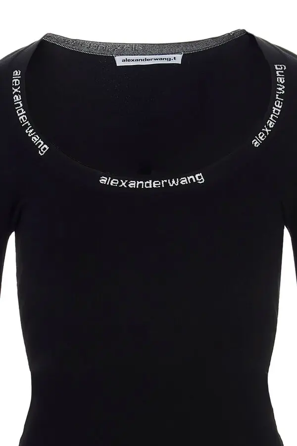 Alexander Wang Logo Tape Scoop Neck Top