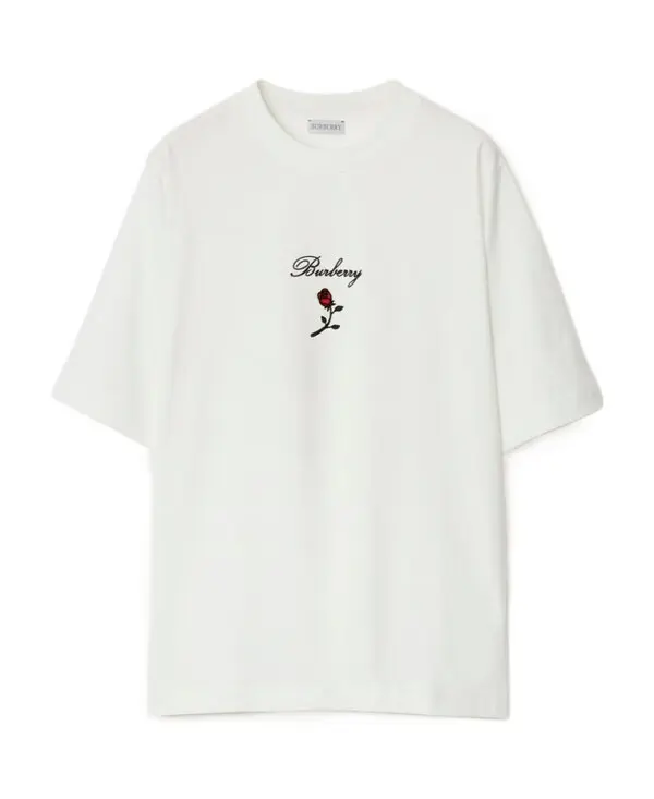 Burberry Floral Embroidered Crewneck T-shirt - Rain