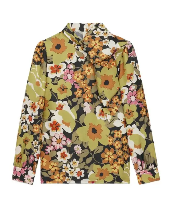 Celine Silk Organza Lavalliere Blouse With Bow