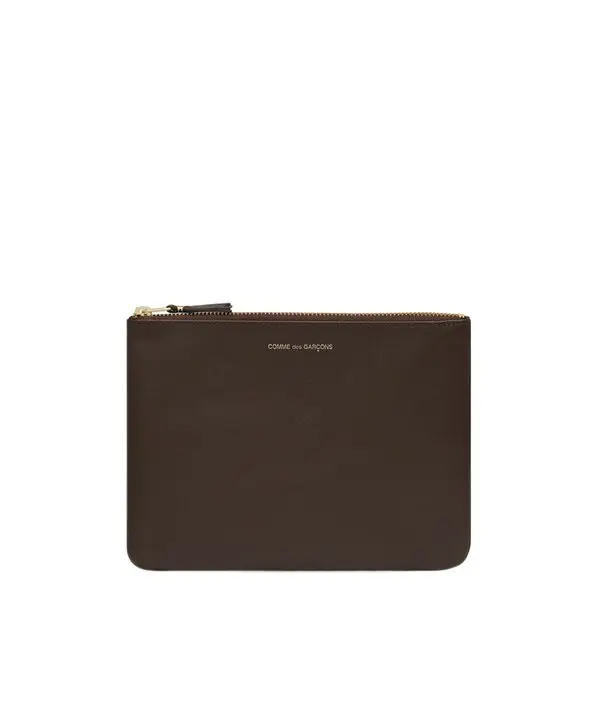 Comme Des Garçons Logo Detailed Zipped Wallet - Black