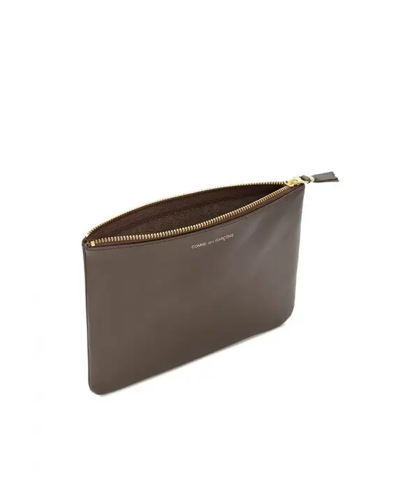 Comme Des Garçons Logo Detailed Zipped Wallet - Black