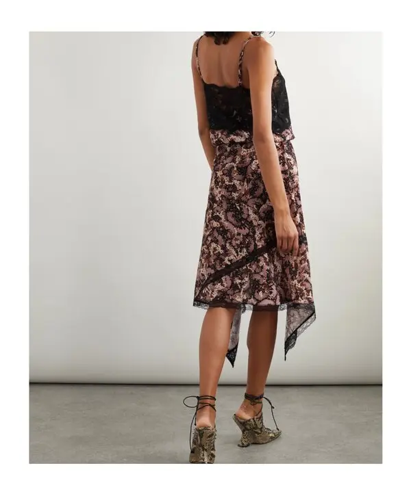 Dries Van Noten Asymmetrical Midi Dress With Lace Details