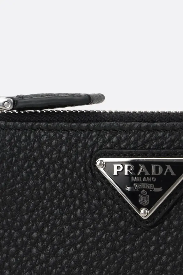 Prada Logo Plaque Zipped Wallet