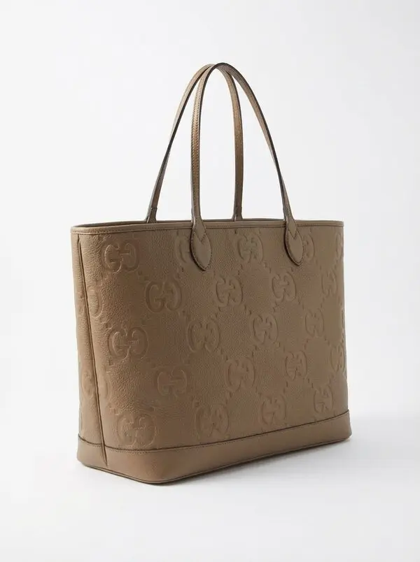 Gucci All-over Logo Embossed Shopper Tote Bag - Brown