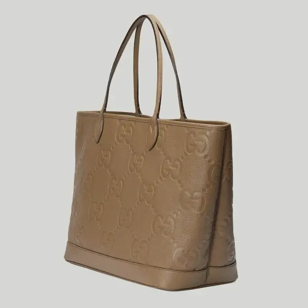 Gucci All-over Logo Embossed Shopper Tote Bag - Brown
