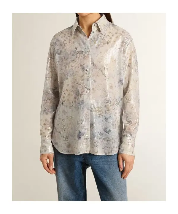 GOLDEN GOOSE Sequin Floral Print Shirt