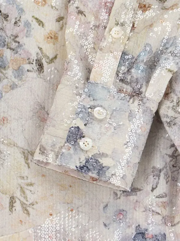 GOLDEN GOOSE Sequin Floral Print Shirt - Multi-color