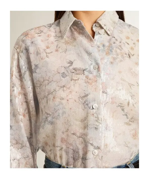 GOLDEN GOOSE Sequin Floral Print Shirt - Multi-color
