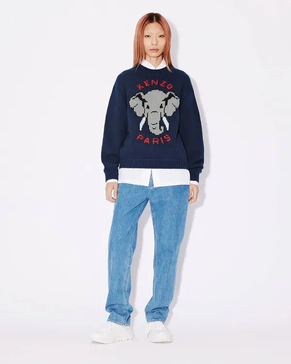 Kenzo Elephant Logo Wool Jumper