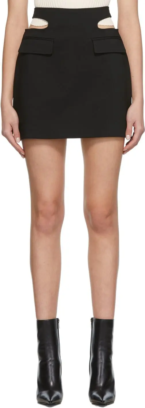 DION LEE High-rise Cutout Mini Skirt - Black