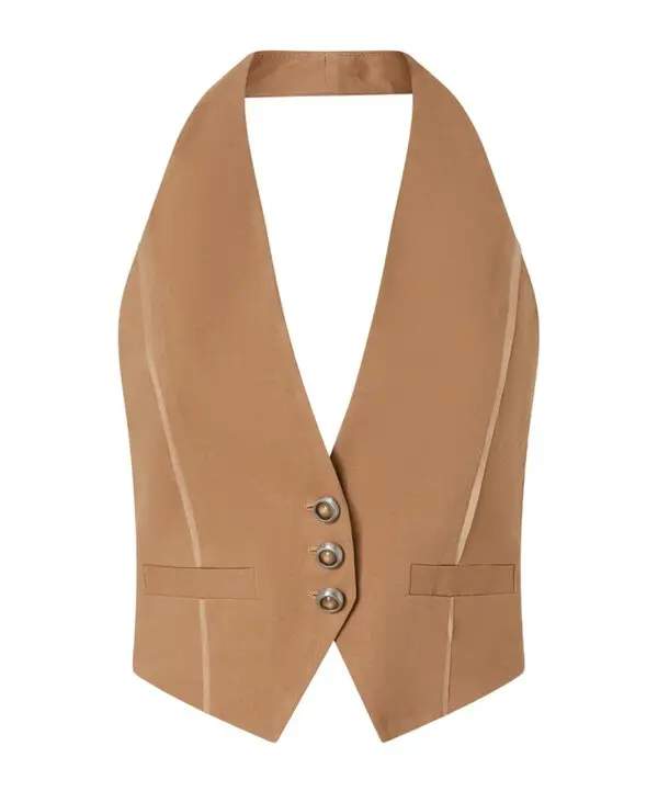 Pinko Open Back Short Vest - Brown