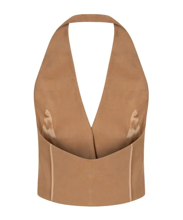Pinko Open Back Short Vest - Brown