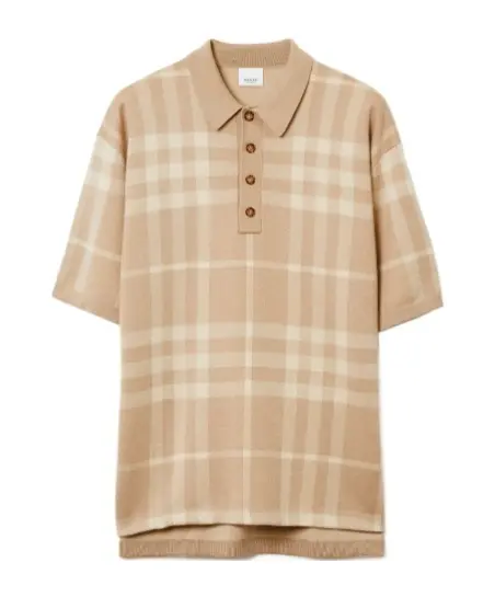 Burberry Check Silk Wool Jacquard Polo Shirt