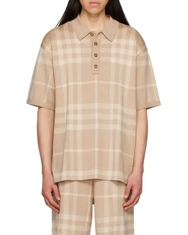 Burberry Check Silk Wool Jacquard Polo Shirt