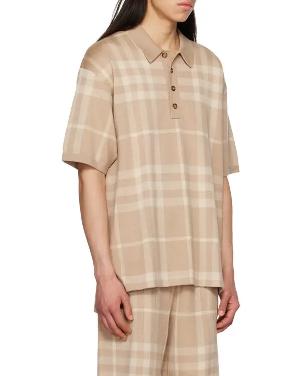 Burberry Check Silk Wool Jacquard Polo Shirt