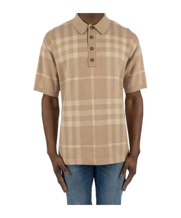 Burberry Check Silk Wool Jacquard Polo Shirt