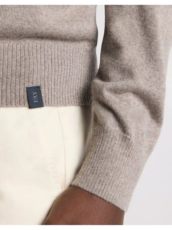 FAY Crew Neck Jumper - Light Brown